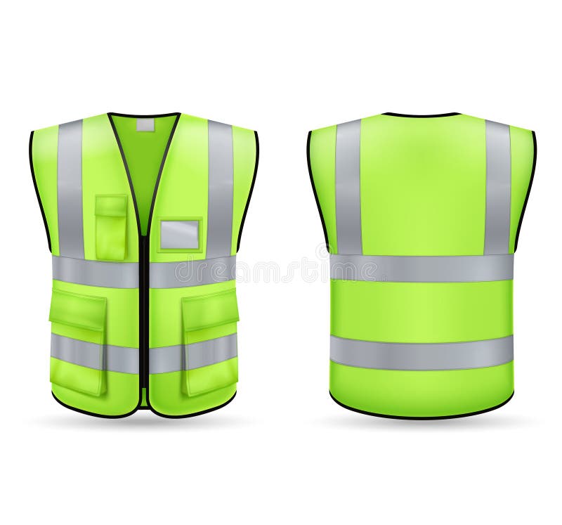 Green Vest Mockup Realistic Set Stock Vector - Illustration of body ...