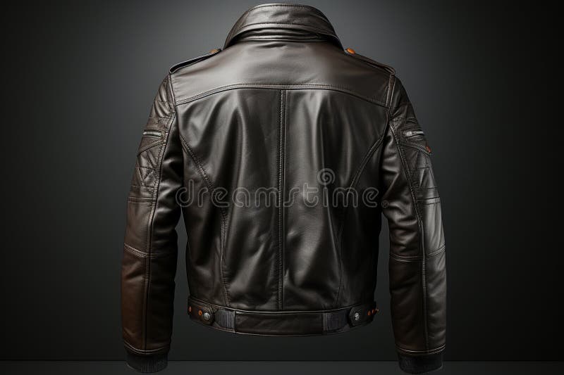 Front and Back View, Isolated Black Leather Jacket Mockup Stock ...
