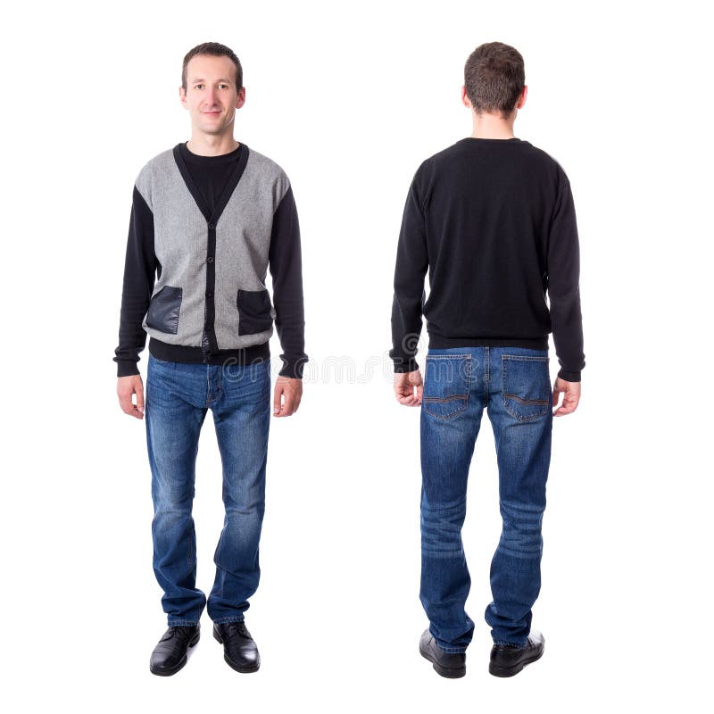 Front and Back View of Middle Aged Man Isolated on White Stock Image ...