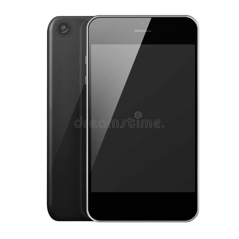Front and Back View of Mobile Smart Phone with Blank Screen . Stock ...