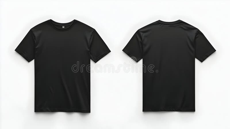 Front and Back View of a Plain Black T-Shirt Isolated on a White ...