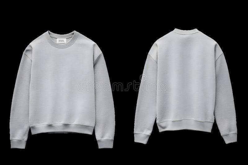 Front and Back View of Plain Gray Sweatshirt on Black Background Stock ...