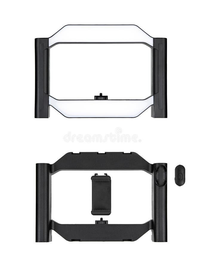 Front and Back View of Rectangular LED Light Panel with Phone Mount and ...