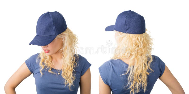 Front and Back View of Snapback Stock Photo - Image of clothing, blue ...