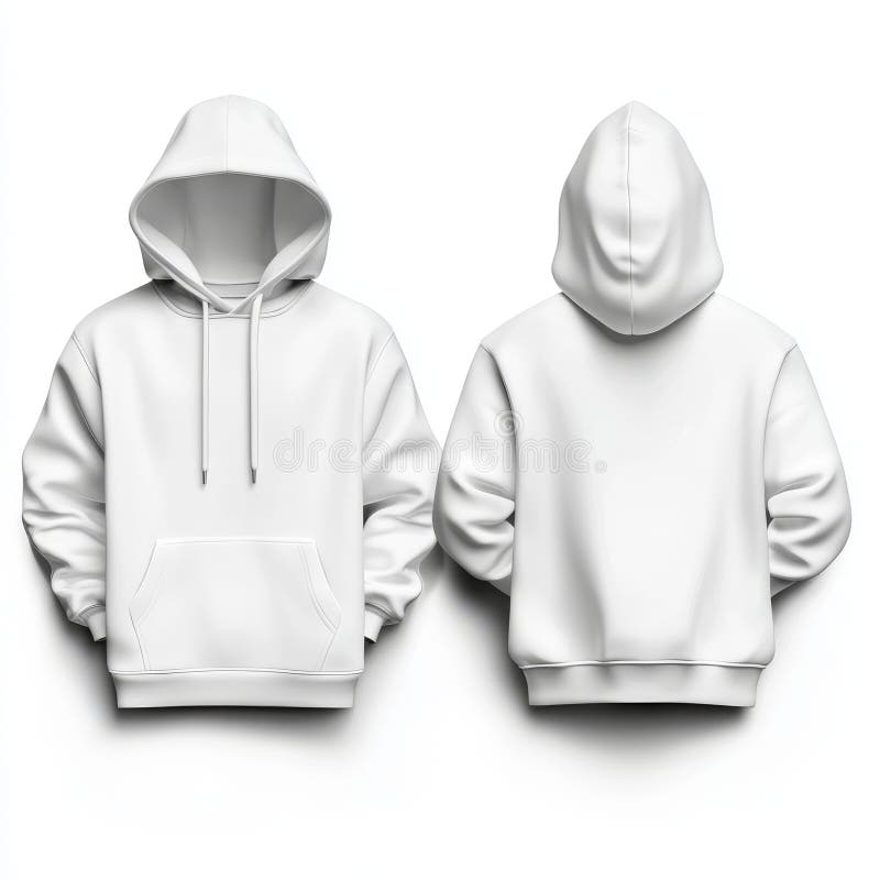 Front and Back View of a White Hoodie Mockup for Graphic Design ...
