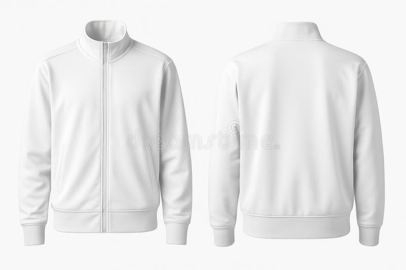 Front and Back View of a White Track Jacket Mockup on a Clean ...