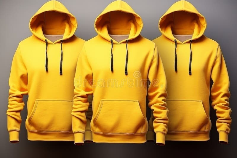 Front and Back View Yellow Hoodie Mockup for Design Presentations and ...