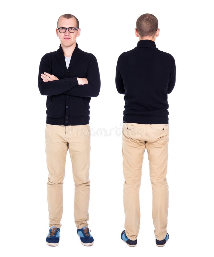Front and Back View of Young Handsome Man Student or Office Work Stock ...
