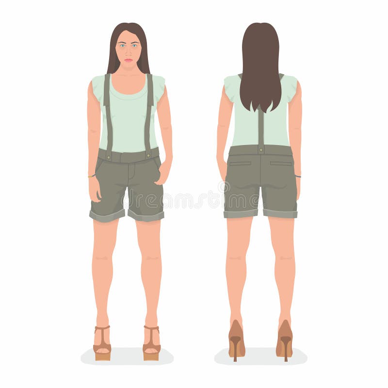 Woman, Front and Back Views Stock Vector - Illustration of person ...