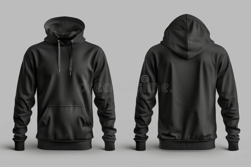 Front and Back Views of Ai Generated Black Hoodie Mockup for Design ...