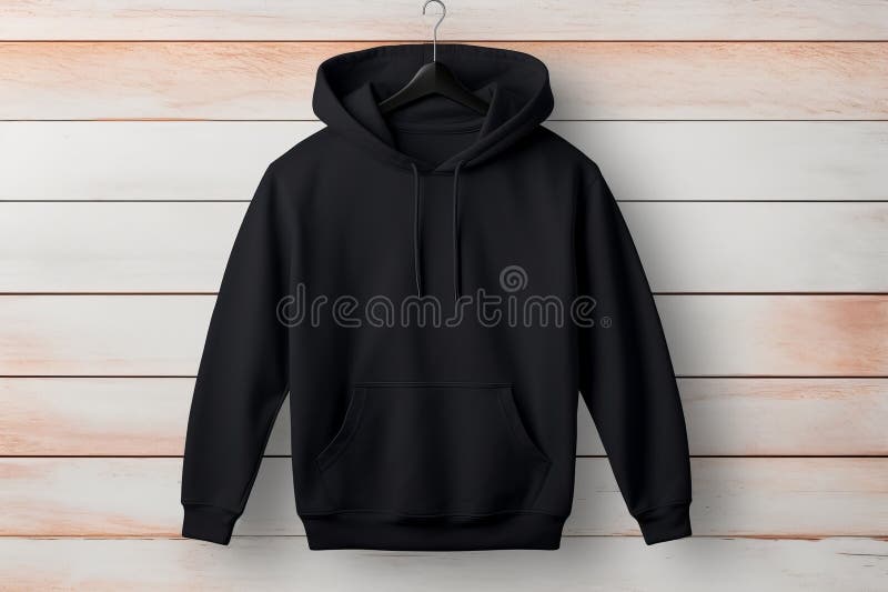 Front and Back Views of Black Hoodie Sweatshirts for Design Mockup on ...