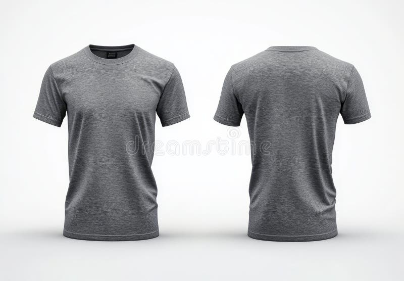 The Front and Back Views of a Grey T-shirt are Shown on a White ...