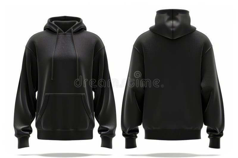 Front and Back Views of Plain Black Hoodie Mockup, Ai Generated Images ...