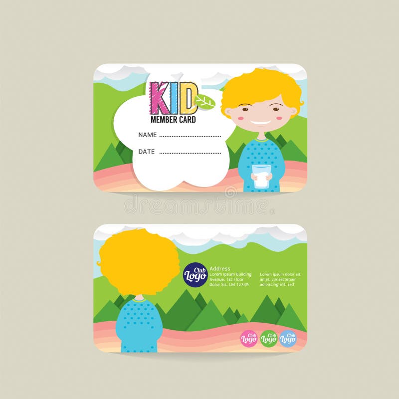 Front and Back VIP Kids Member Card Template. Stock Vector ...