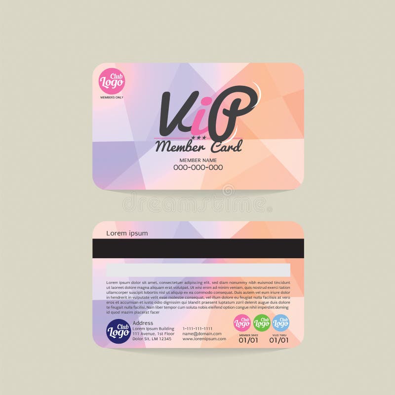 Front and Back VIP Member Card Template. Stock Vector - Illustration of ...
