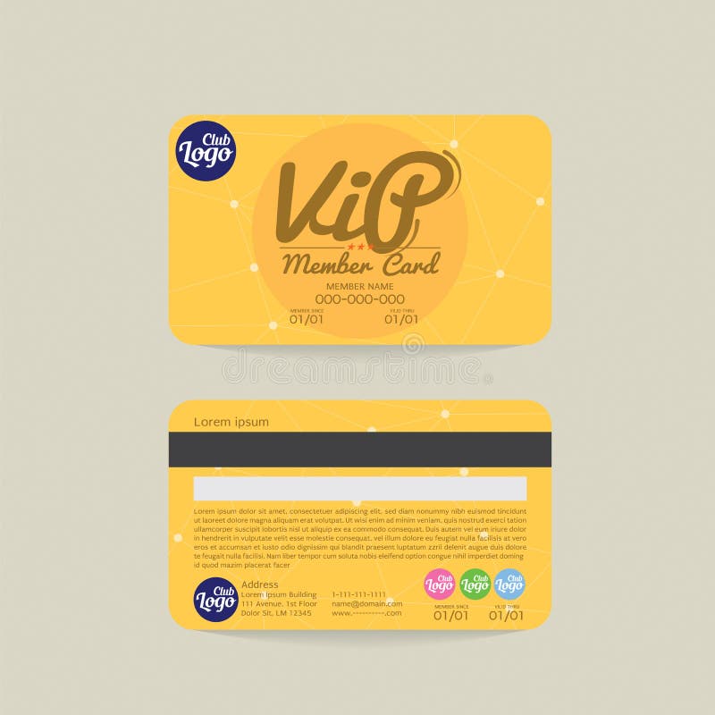 Front and Back VIP Member Card Template. Stock Vector - Illustration of ...