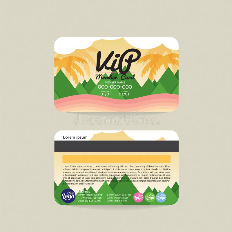 Front and Back VIP Member Card Template Natural Concept. Stock Vector ...