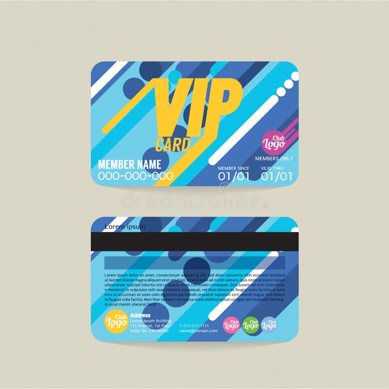 Front and Back VIP Member Card Template. Stock Vector - Illustration of ...