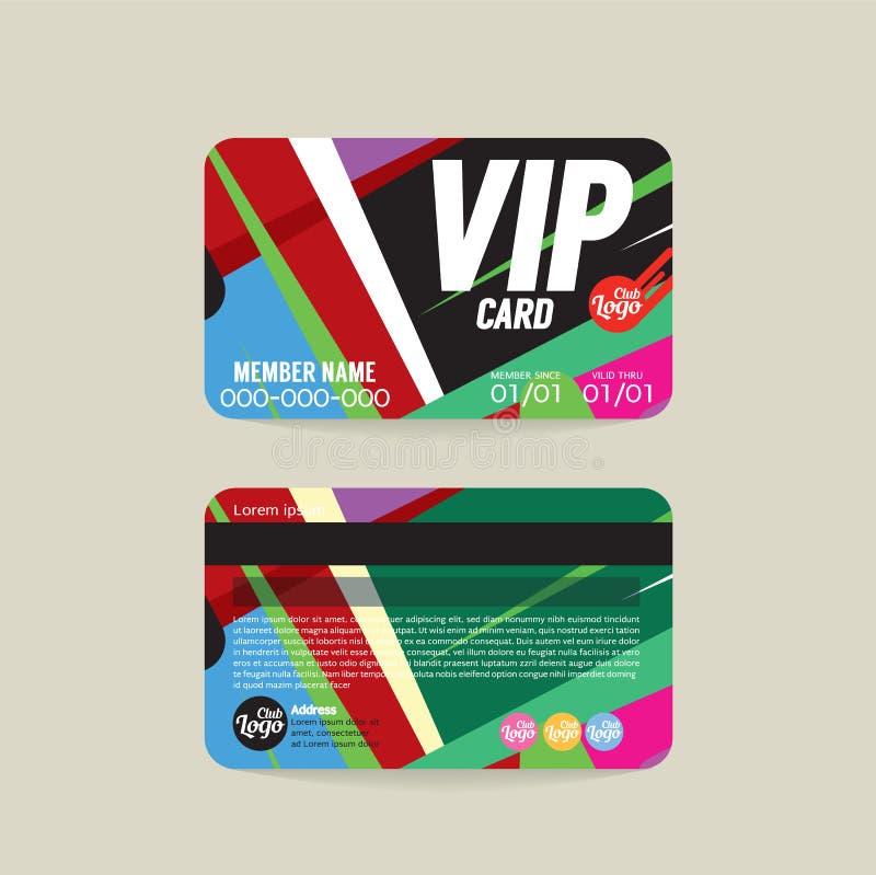 Front and Back VIP Member Card Template. Stock Vector - Illustration of ...
