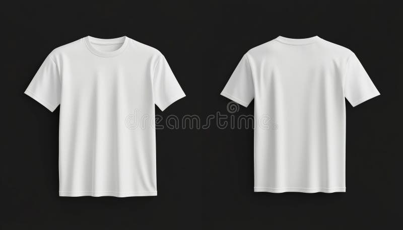 Front and Back White T-Shirt Mockup Featuring Black Design Elements ...