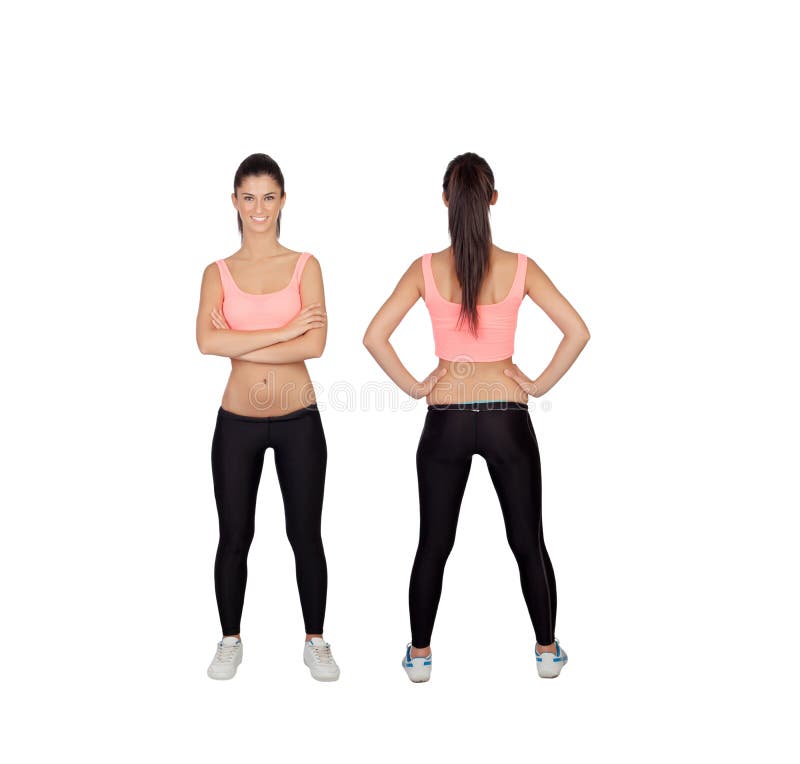 Front and Back of Woman in Fitness Clothes Stock Photo - Image of lady ...