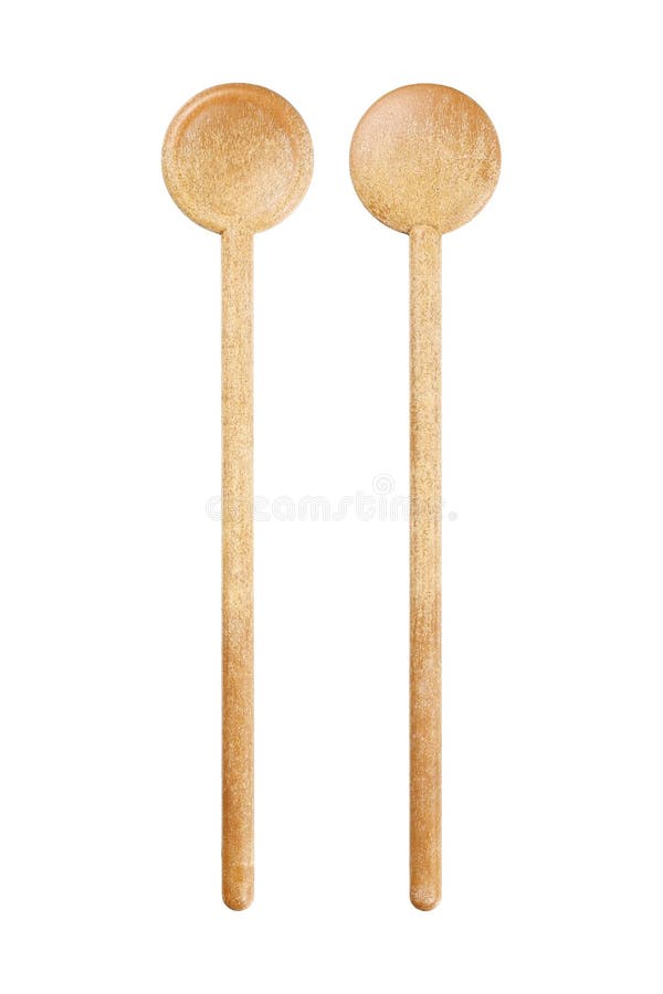 Front and Back Wooden Circle Spoon Isolated on White Stock Image ...