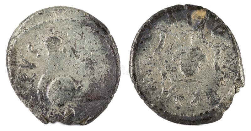 Front and Backside of a Historic Roman Silver Coin of the Family Cordia ...