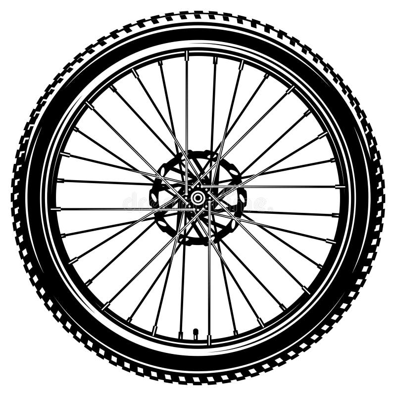 Front Bicycle Wheel with Disc Brake. Vector Monochrome Image Stock ...
