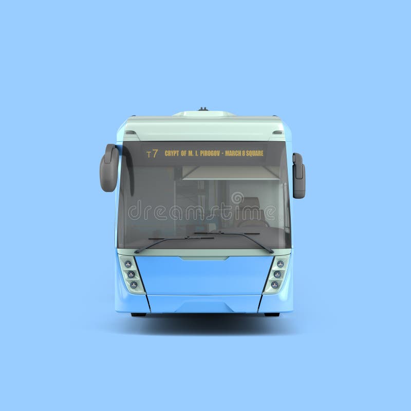Front of Blue City Bus with Open Dors 3d Render Image on Blue Stock ...