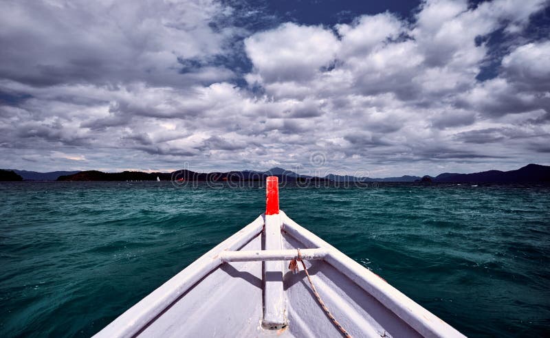 Front of Boats Running in the Sea Stock Photo - Image of relax, leisure ...