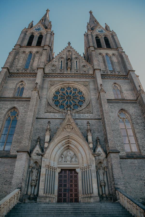 Front Bottom Side of a Gothic Cathedral Stock Image - Image of facade ...
