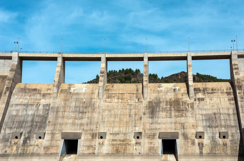 Front Bottom View of a Dry Concrete River Dam Stock Photo - Image of ...