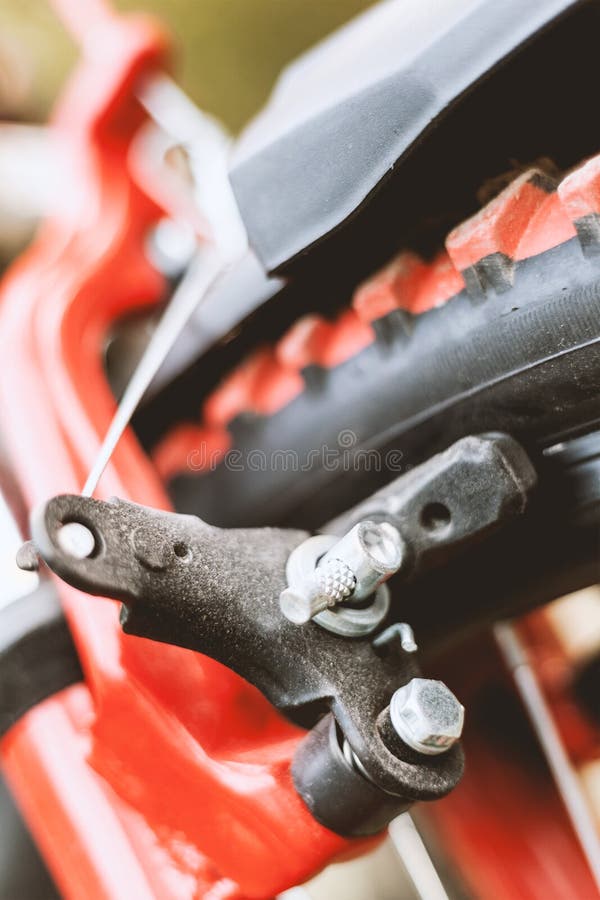 Front Brake of Mountain Bicycle. Stock Image - Image of detail, black ...
