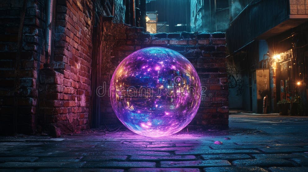 In Front of a Brick Wall, a Pink Glowing Orb is Visible and Surrounded ...