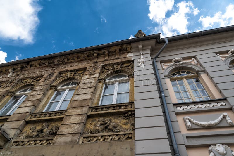 Front of Building with Old and Reconstructed Part Stock Photo - Image ...