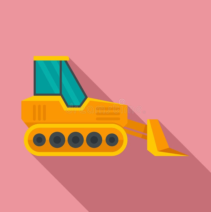 Front Bulldozer Icon, Flat Style Stock Vector - Illustration of ...