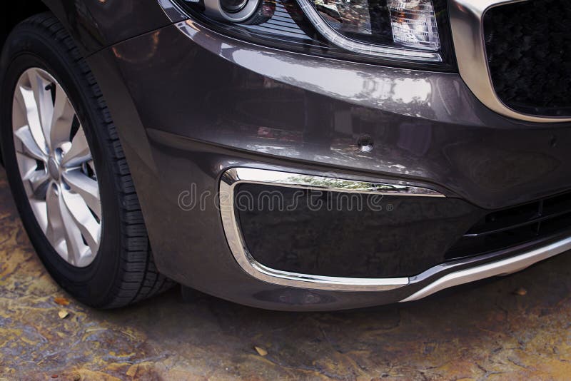 Front Bumper Dark Grey Color of Luxury Car. Stock Image - Image of line ...