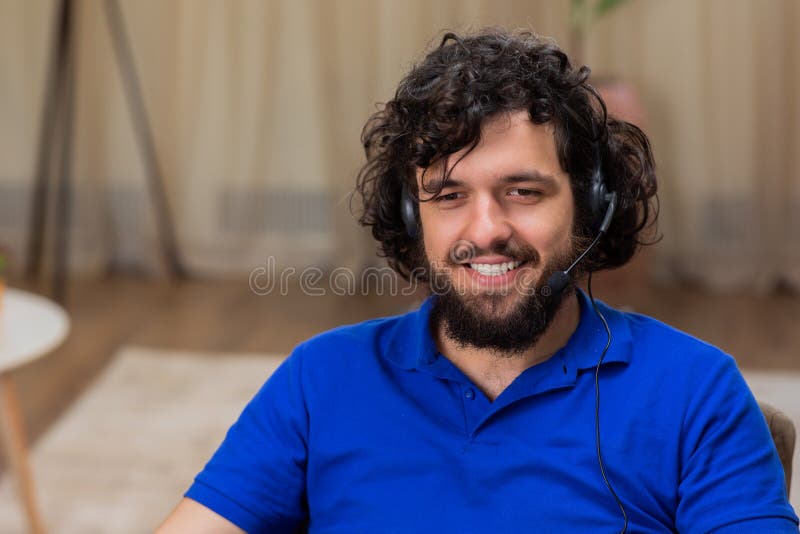 In Front of the Camera Charismatic Young Man Support Centre Worker ...