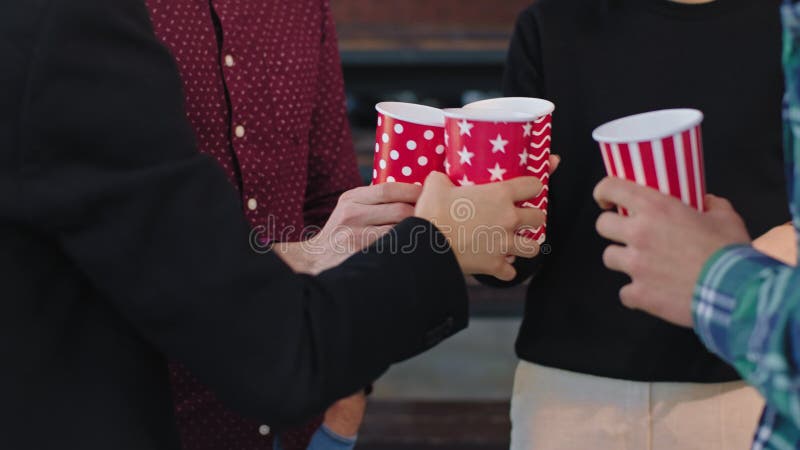 In Front of the Camera Group of Students in the Library Details Cheers ...