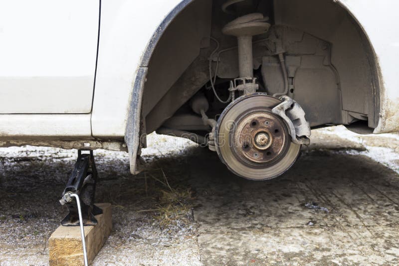 Front Car Disc Brake in Process of Replacement. Stock Image - Image of ...