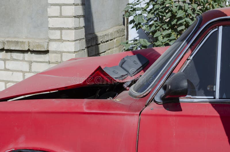 The Front of the Car after a Road Accident Stock Image - Image of ...