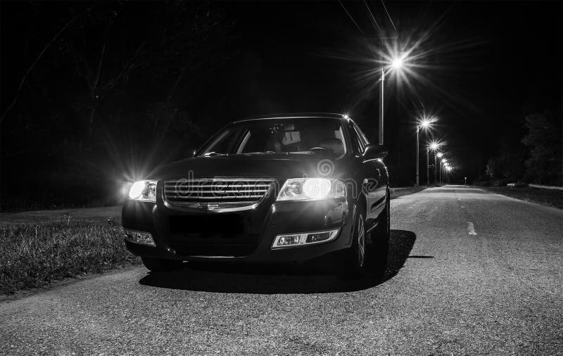 Lighting At Night On The Road In A City - Speed Concept Stock Photo ...