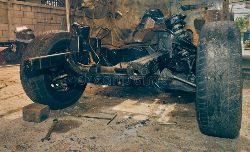 Front of Car Structure Include Chassis and Suspension System in Vintage ...