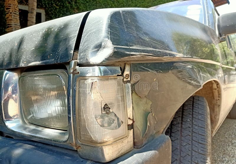 The Front Car Was Hit by a Headlight, Damaged and Broken. Stock Image ...