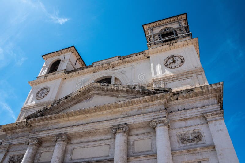 Front of the Cathedral San Massimo in L Aquila, Italy Stock Photo ...