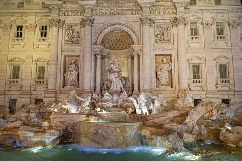Front and Center Image of the Trevi Fountain at Night. City of Rome ... Front and Center Image of the Trevi Fountain at Night. City of Rome ...