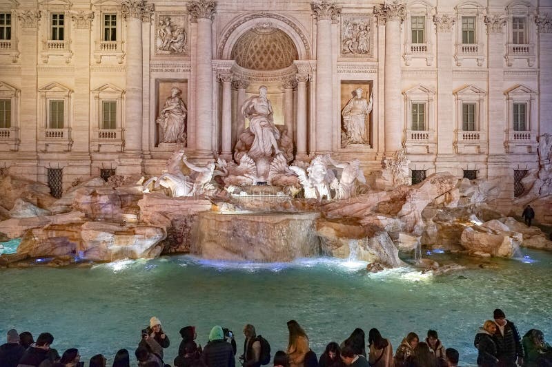 Front and Center Image of the Trevi Fountain at Night. City of Rome ... Front and Center Image of the Trevi Fountain at Night. City of Rome ...