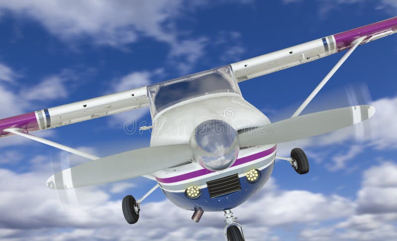Front of Cessna 172 Single Propeller Airplane in the Sky Stock Image ...