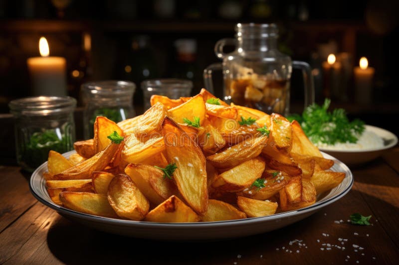 Front Chips Tasty Chips Inside the Plate on the Dark Table Food Meal ...