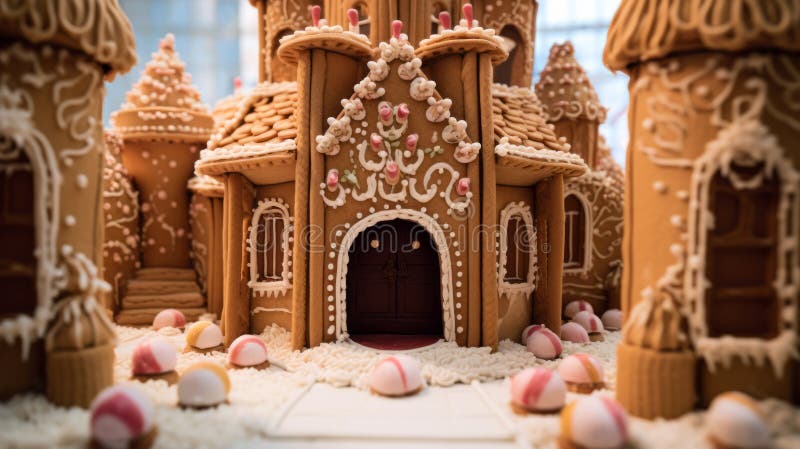 Front of a Christmas Gingerbread House Stock Illustration ...